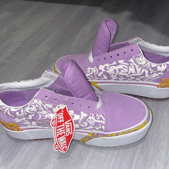 Vans | Shoes | Rare Purple Patterned Drip Smiley Face Platform Vans ...